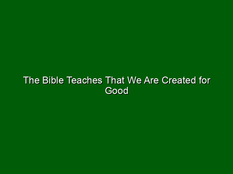 The Bible Teaches That We Are Created for Good Works ‣ The Bible ...