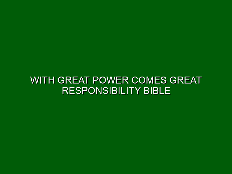 WITH GREAT POWER COMES GREAT RESPONSIBILITY BIBLE VERSE ‣ The Bible ...