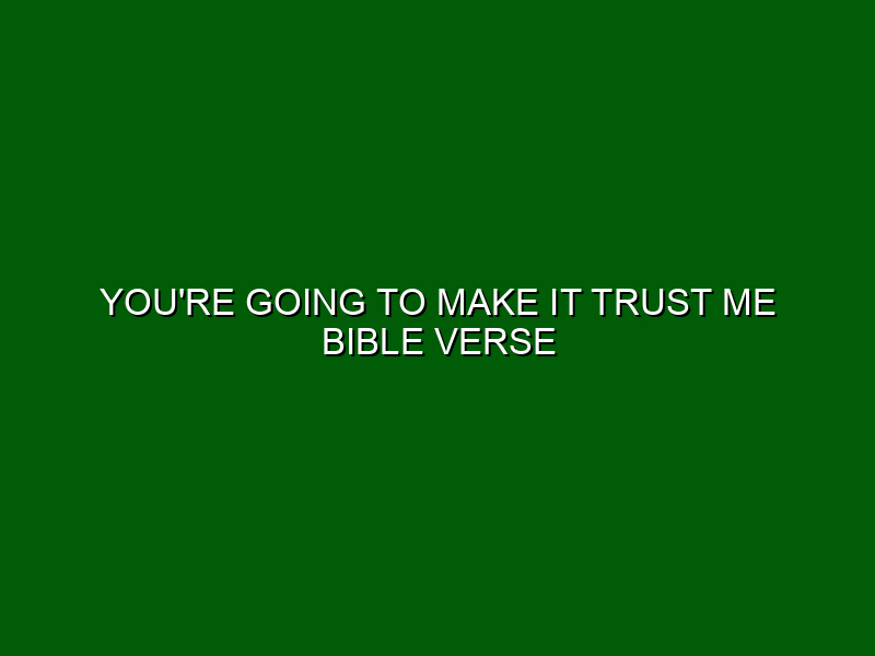 YOU’RE GOING TO MAKE IT TRUST ME BIBLE VERSE ‣ The Bible Teaches This